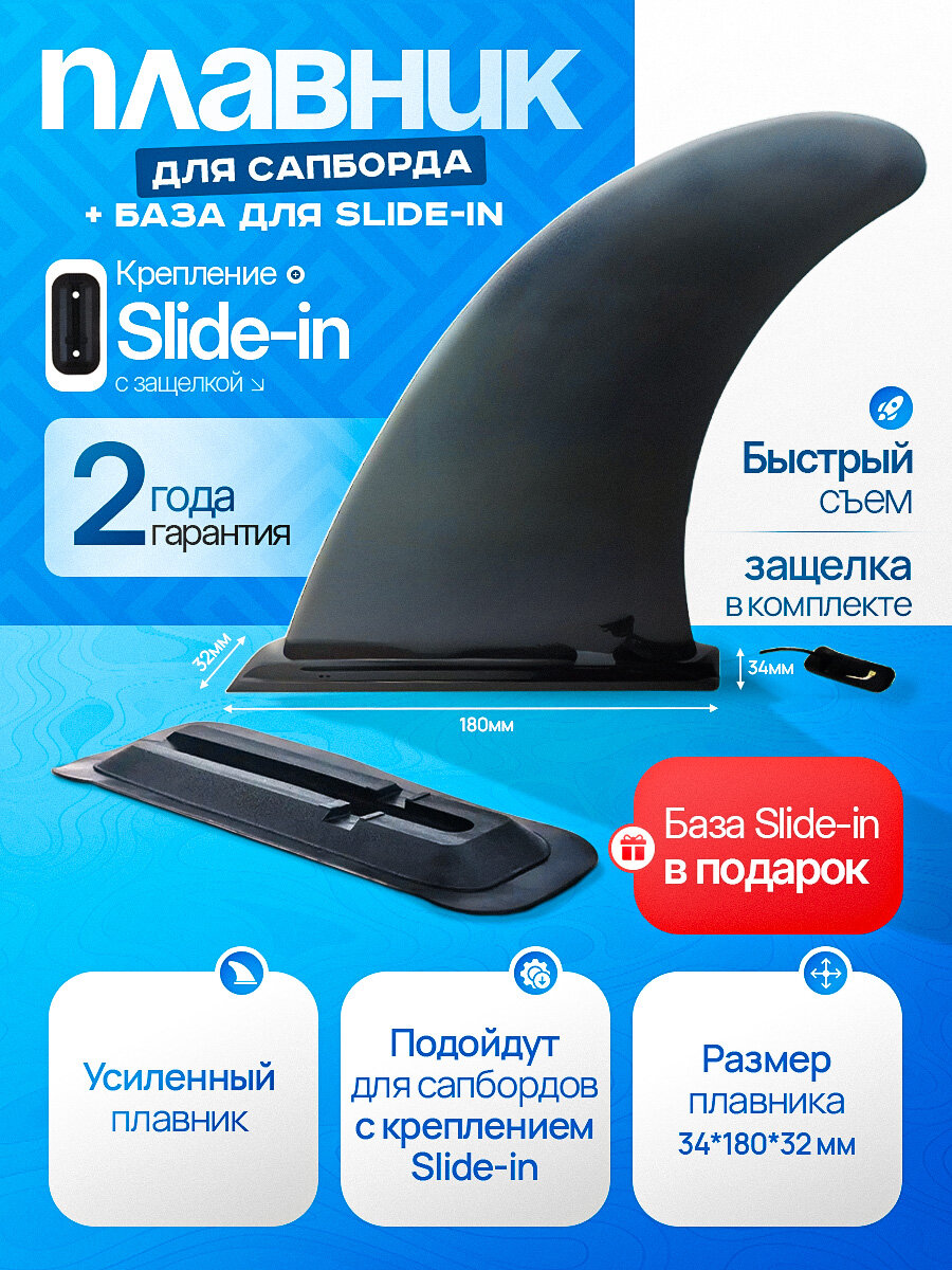 Комплект усиленный плавник и база Slide-in для фиксации на любой сап