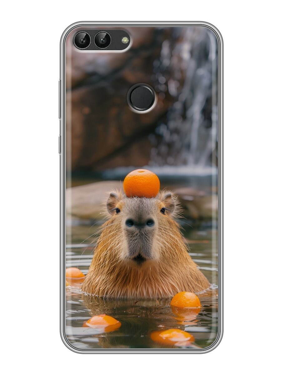 Чехол для Huawei P Smart 2018 с принтом Смешные капибары (Хуавей П Смарт 2018)