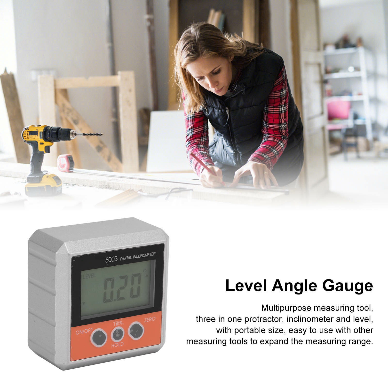 RuoShui 5003 Цифровой инклинометр Магнитный 4x90° Электронный транспортир IP54 Водонепроницаемый угол Измеритель уровня