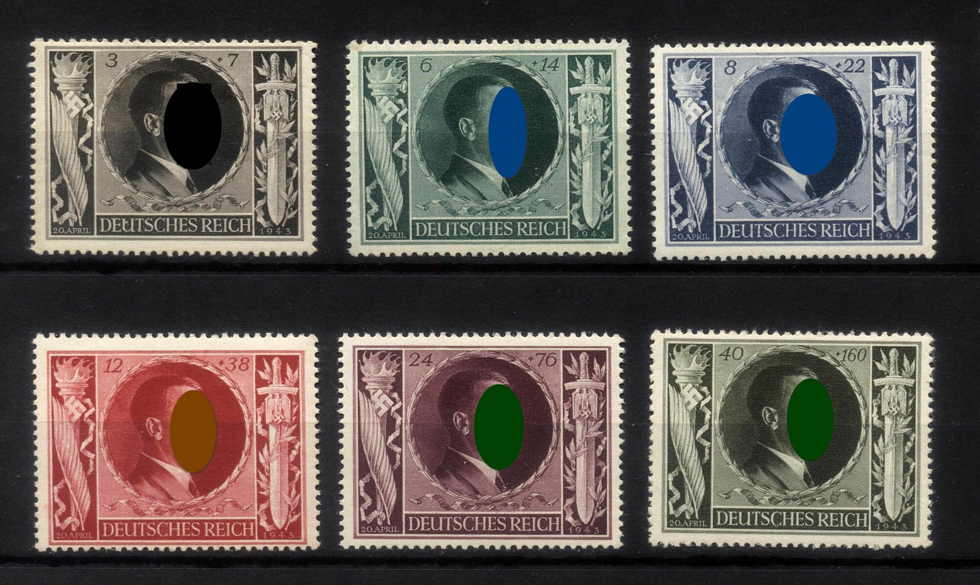 Марки Германии. 1943 г. Чистая** серия 6 марок для филателист. коллекционирования.
