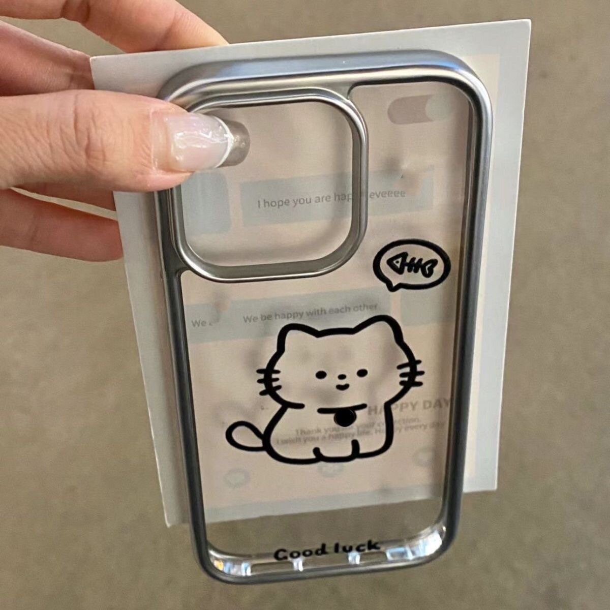 Оправа для очков "Щенки и котята", для Apple 13, 12, 14, 15, серебристая, с гальваническим покрытием