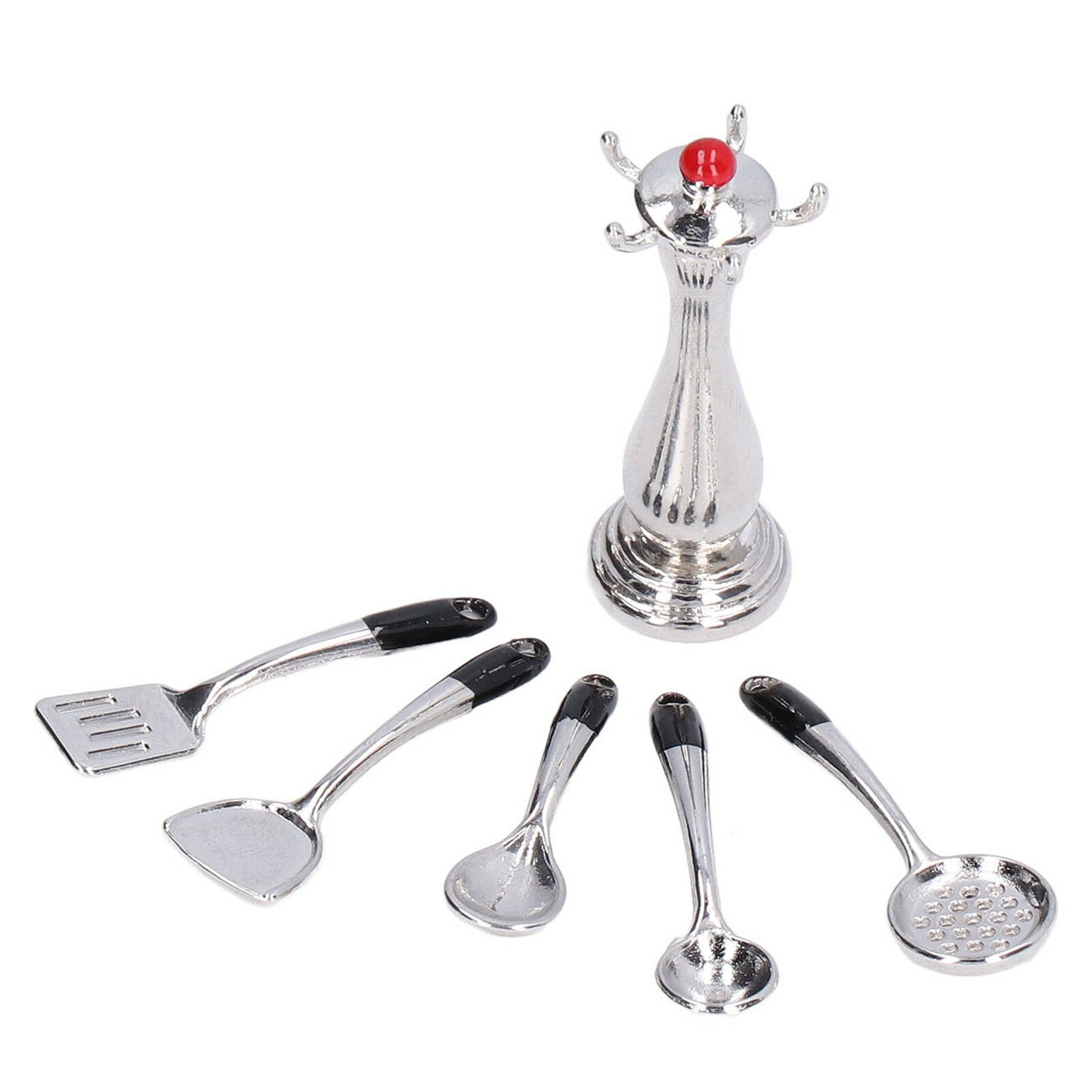 Кухонные принадлежности для кукольного домика: миниатюрная длинная ложка, дуршлаг, лопатка, шпатель для кукольной комнаты.