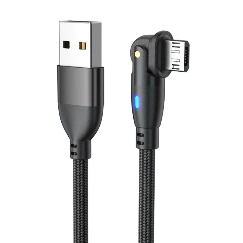 Кабель для зарядки и передачи данных USB to Micro, вращающийся на 180 градусов-1 м-черный
