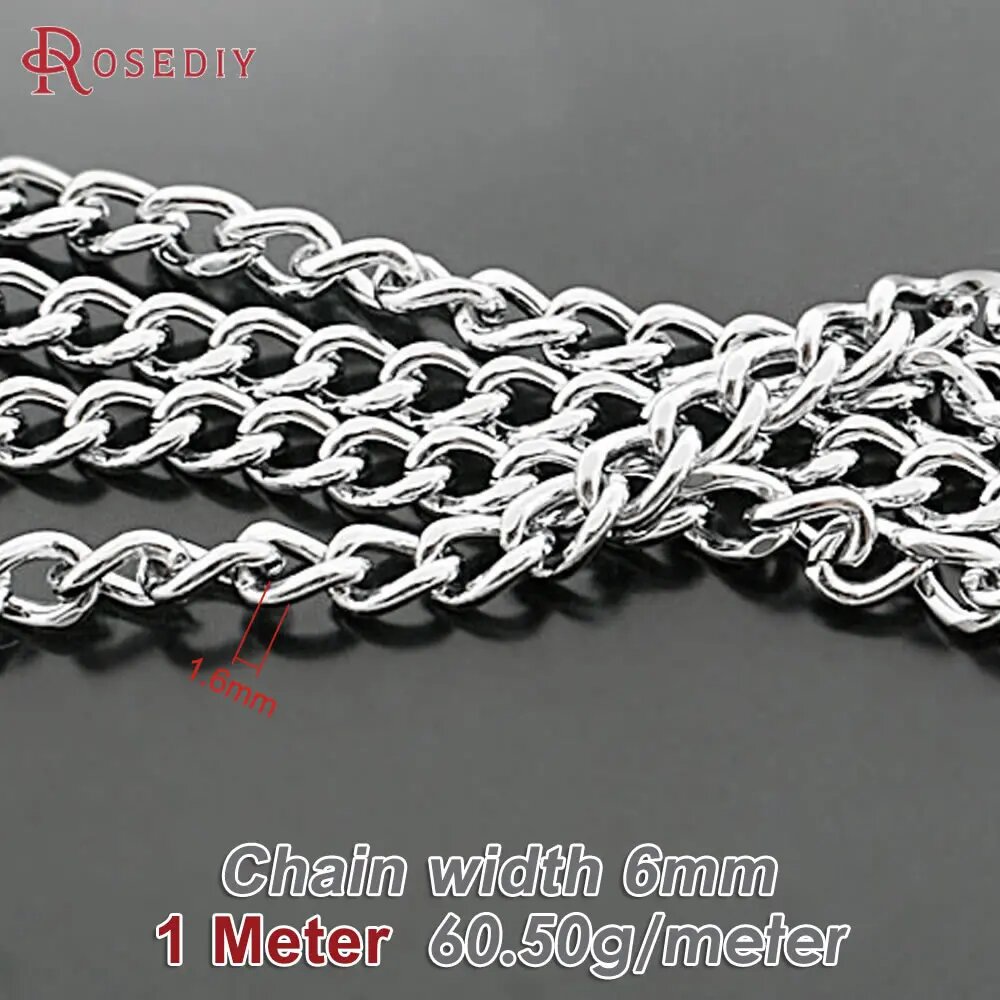 Цепи для бижутерии Rosediy, железные, цвет нержавеющей стали, 4.5 мм, 6 мм, 7 мм 27711-Steel color