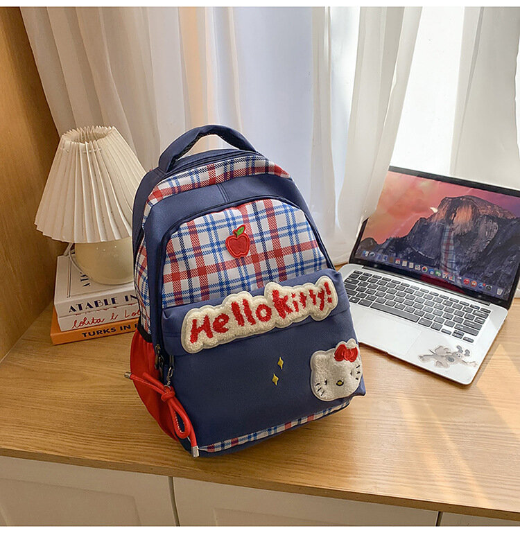 Рюкзак, японский, в клетку, синий,