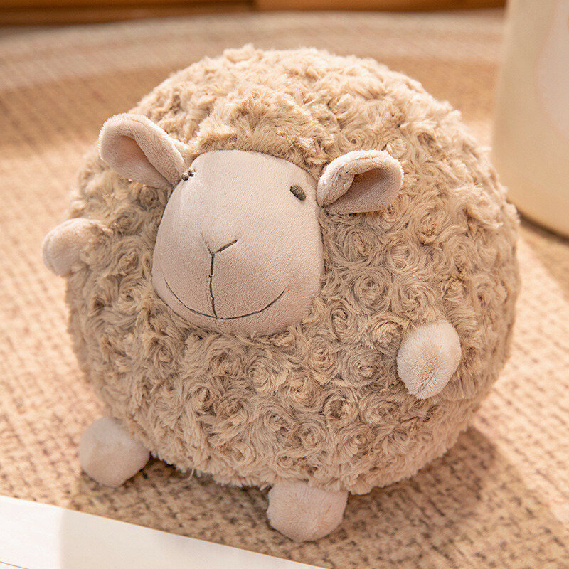 Плюшевая игрушка adorable round plush sheep, верблюжий, круглые глаза, 33 см