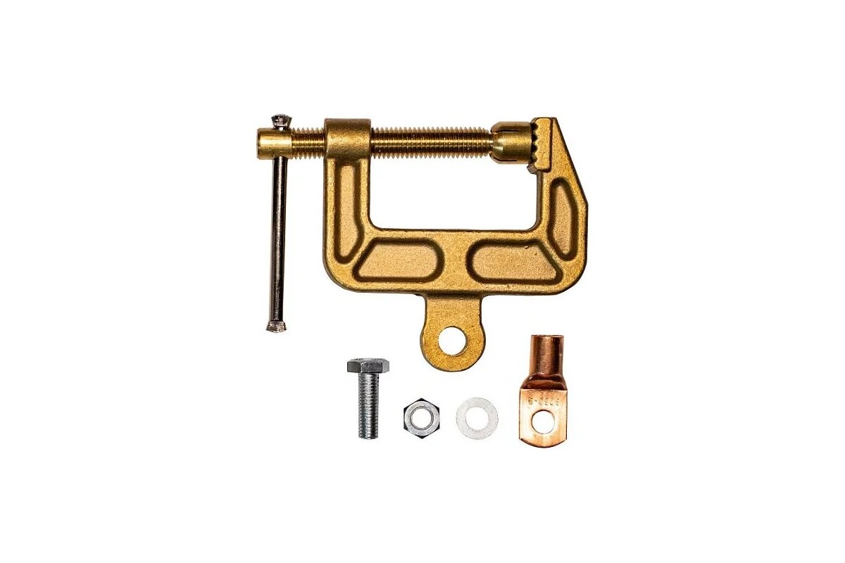 Aurora латунный зажим на массу C-500 струбцина 500 А, 35–70 мм², монтаж и установка