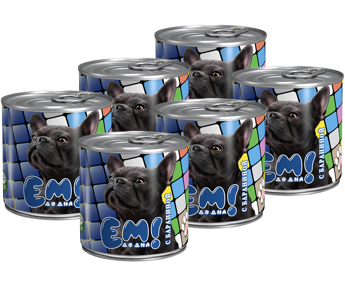 Влажный корм Ем До Дна для взрослых собак с бараниной банка, 250 г 6 шт