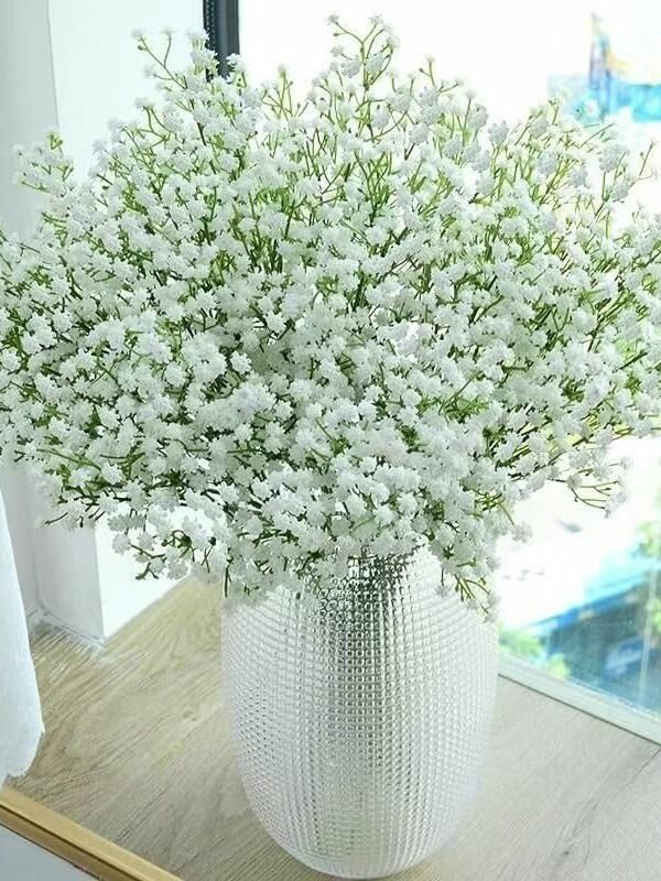 Искусственный цветок Гипсофила реалистичная декоративная ветка, белые цветы для свадеб, интерьера и декора, 29 см