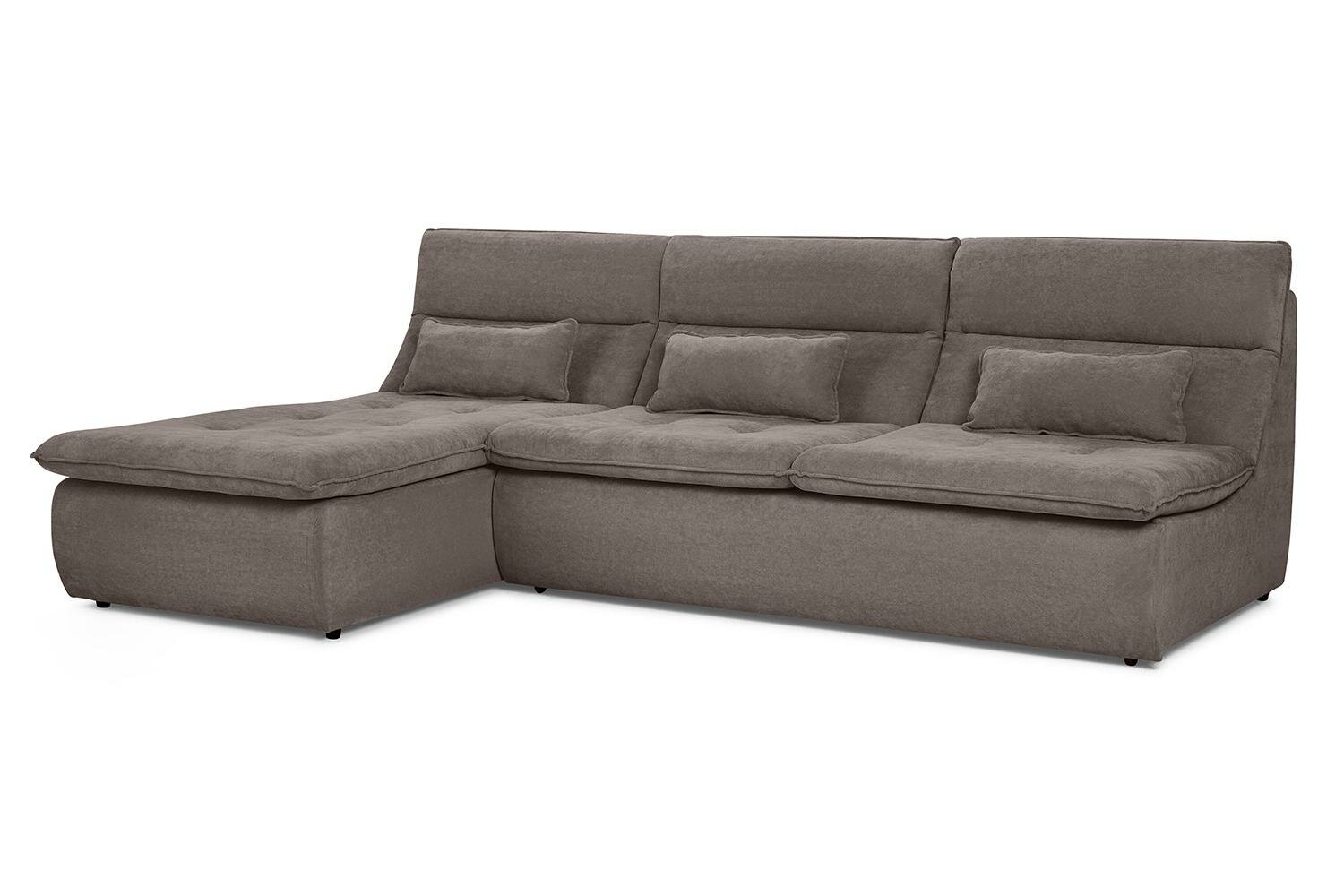 Угловой диван-кровать Ривьера 270х94х178 см, обивка велюр, цвет серо-коричневый