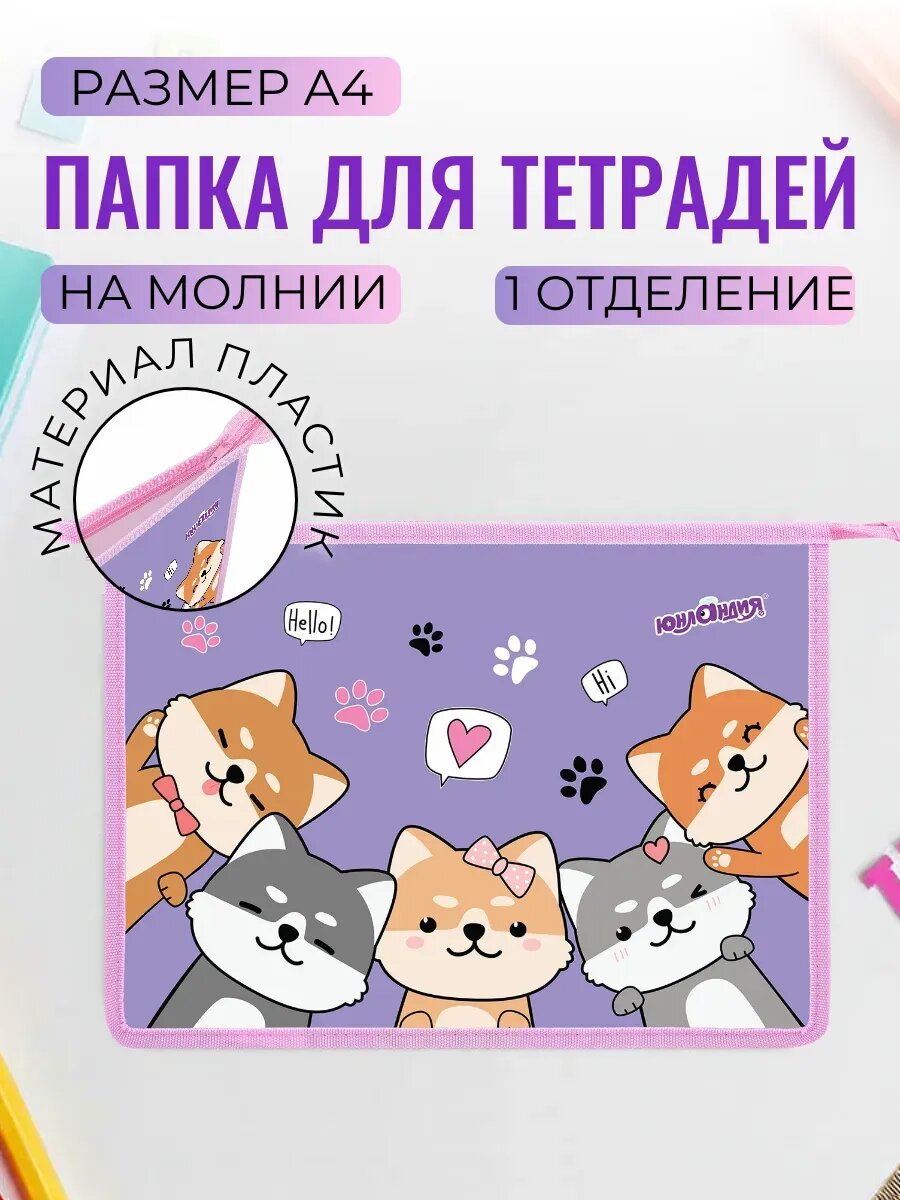 Папка для тетрадей А4, на молнии