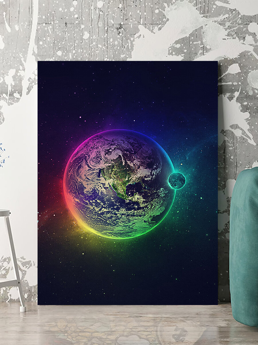 Картина на стену для интерьера - "Планета Земля, космос", 30х40 см.