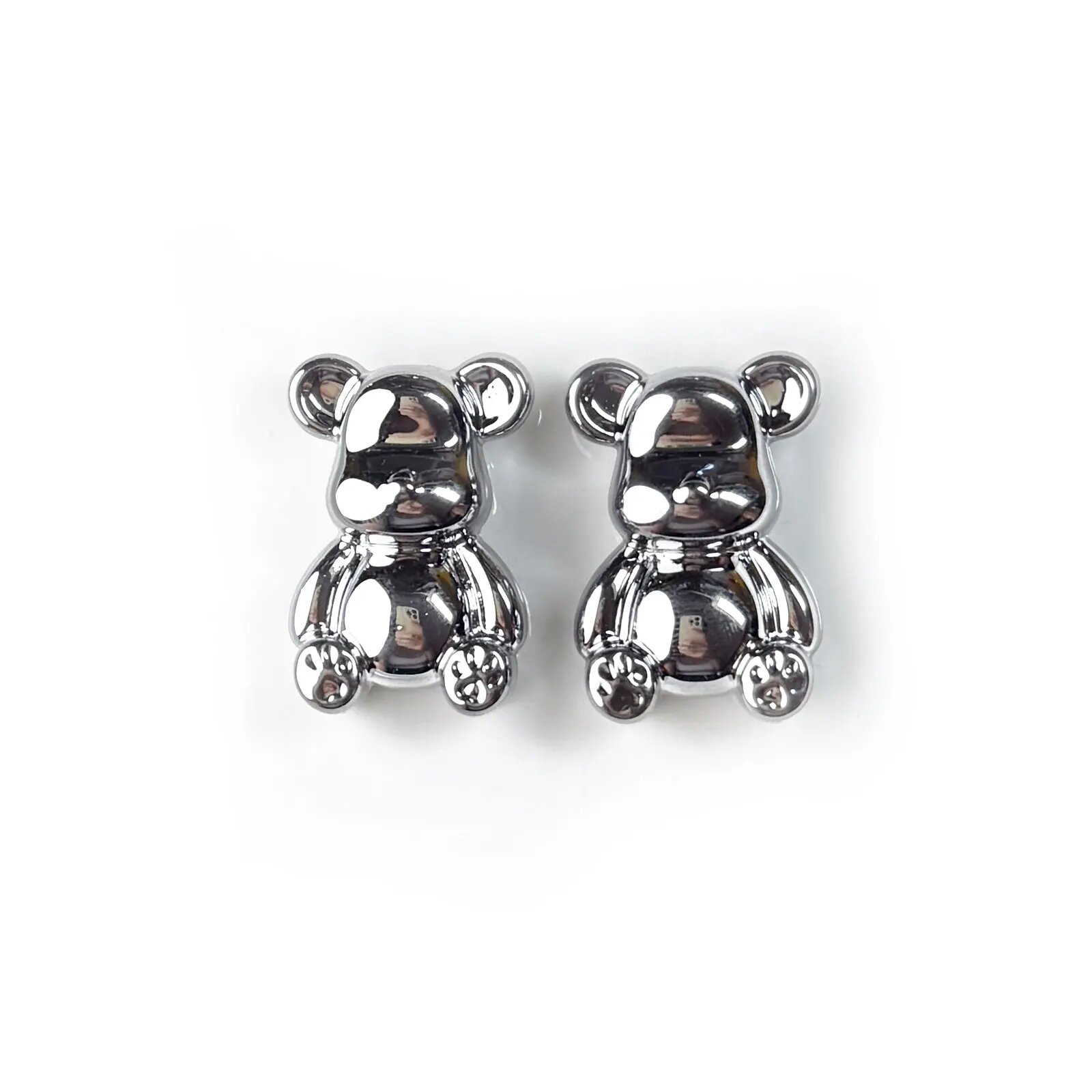 Металлические бусины с медведем Kawaii Серебряный, Silver Grey