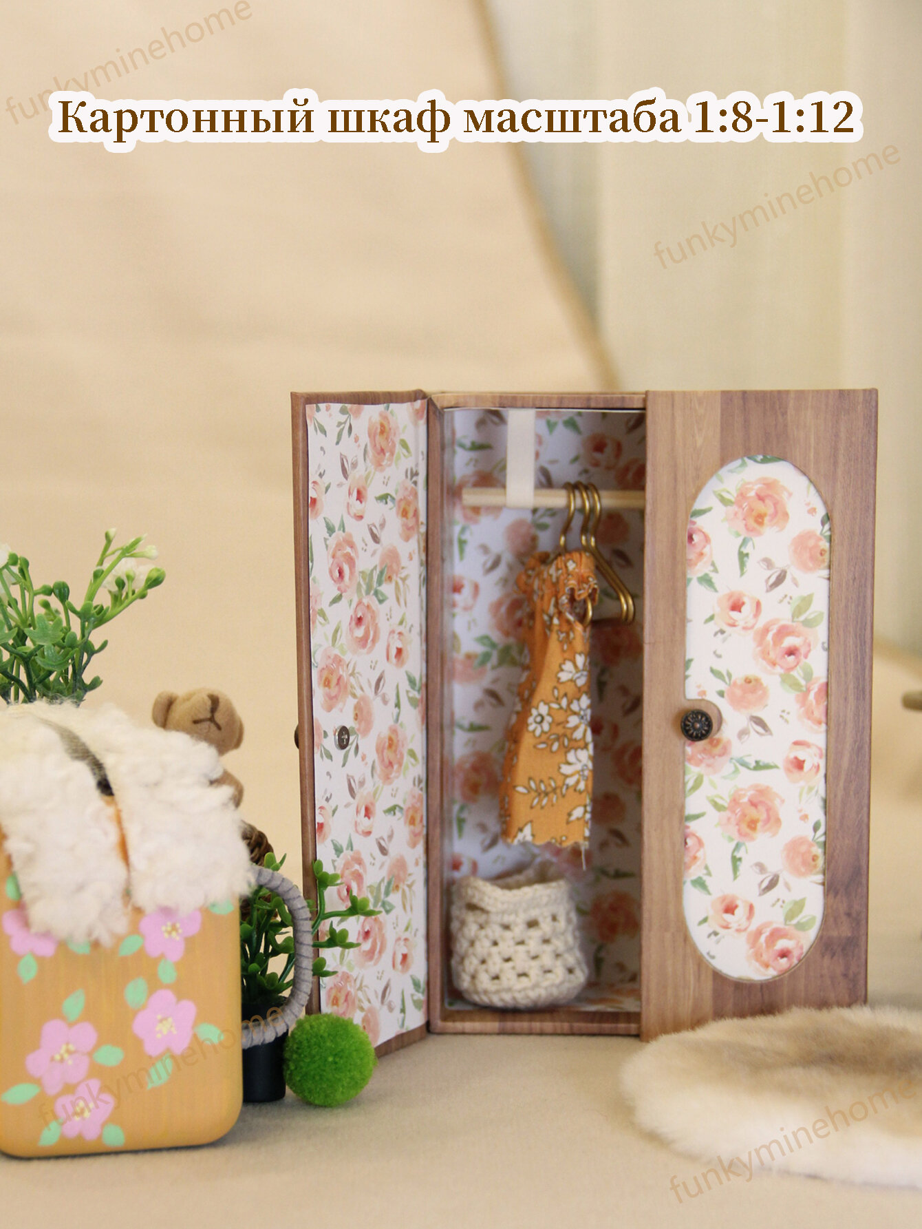 Миниатюрная имитация мебели для кукольного домика: бумажный гардероб масштаба 1:8-1:12 для BJD OB11, домашний декор.