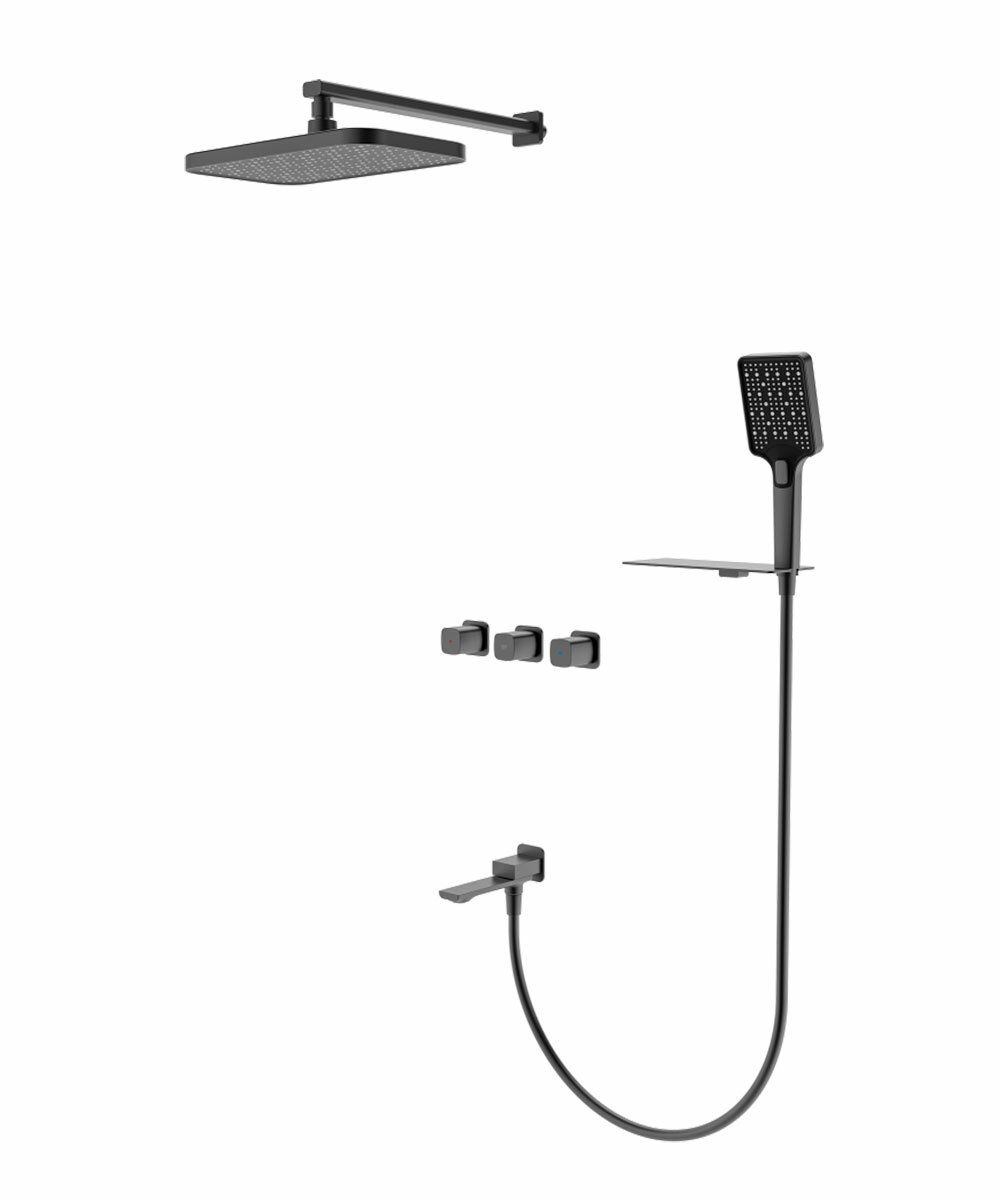 Душевая система Vieir для скрытого монтажа в стену с тропическим душем V473063-G графит