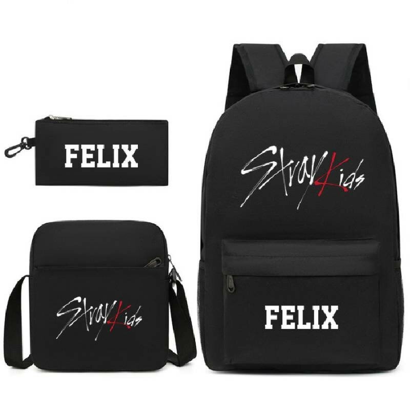 Стильный набор из трех сумок с котом-молнией Mr Beast, идеальный для школьных мероприятий, стиль J