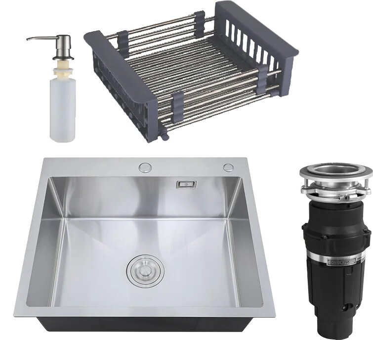 Комплект Мойка РМС MR-6050, c корзиной и дозатором, нержавеющая сталь / Измельчитель Bone Crusher BC 610-AS