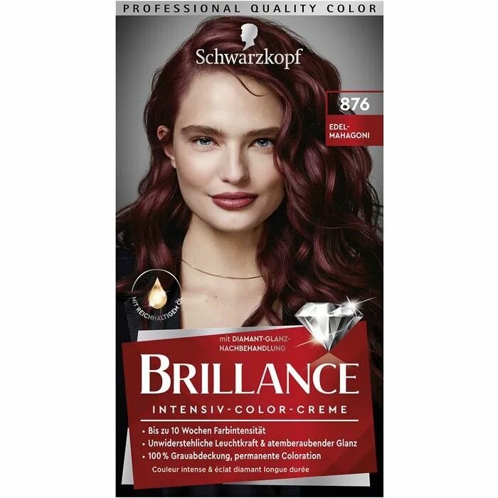 Краска для волос Schwarzkopf Brillance Perfect Mousse, 876 Благородное Красное Дерево, 160 г