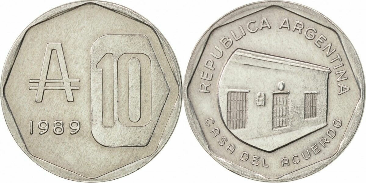 Аргентина 10 аустралей, 1989 Дом согласия XF