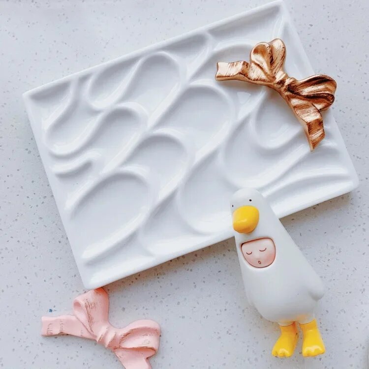 Керамическая палитра для акварели "Белая волна" Wave palette