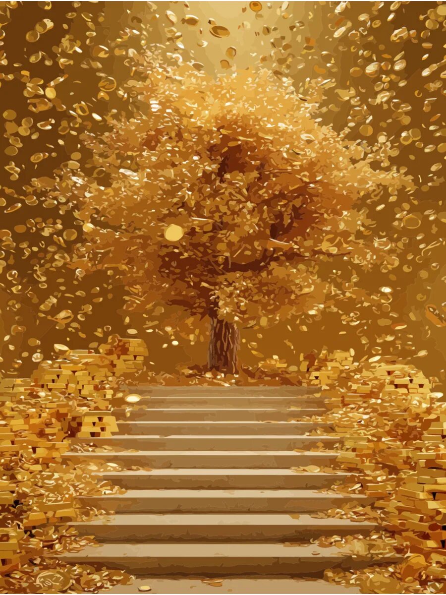 Картина по номерам 30x40 см дерево золотое