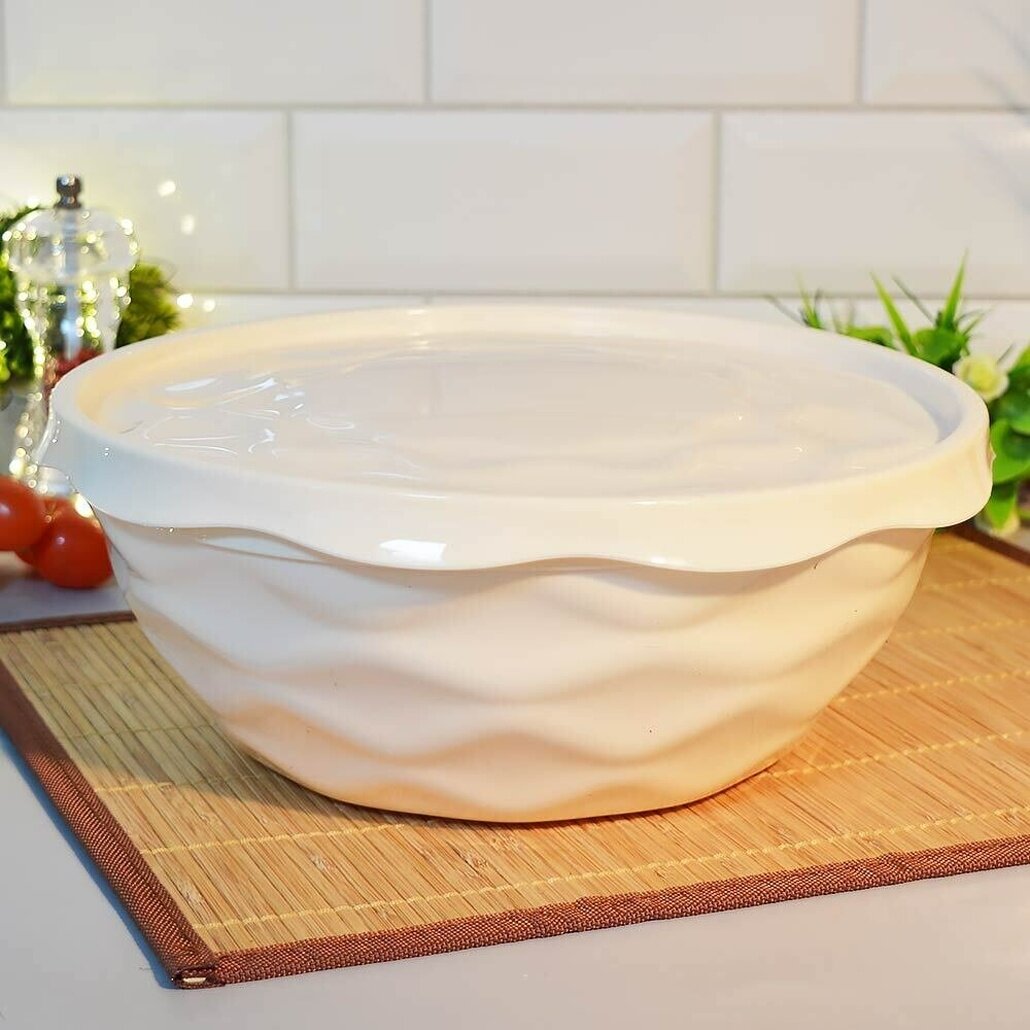 Салатник 4л с крышкой "Modena", светло-бежевый, пластиковый, для хранения и сервировки