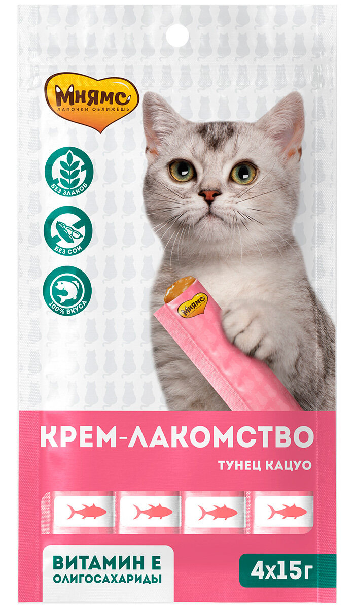 Лакомство Мнямс для кошек крем с тунцом Кацуо, 60 гр 2 шт
