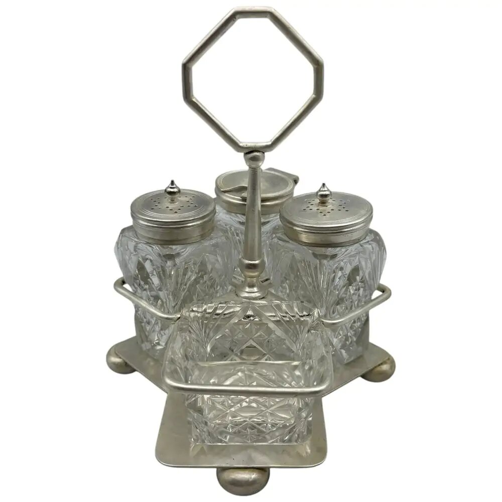 Набор для специй "Лондон" (4 пр), посеребрение, 1890-1910 гг, Gorham & Simpson (G & S), Англия