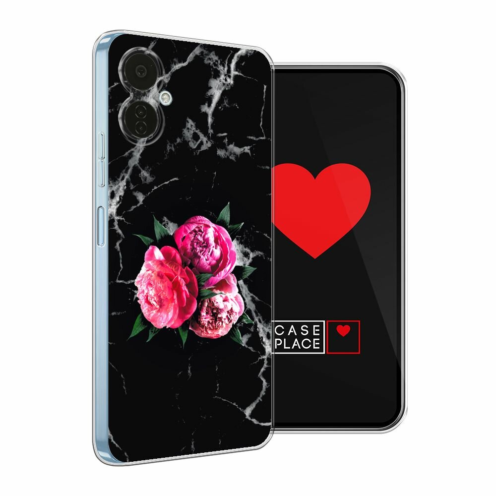 Чехол на Tecno Camon 19 Neo / Техно Камон 19 Нео с принтом "Букет на черном мраморе" — фото 1