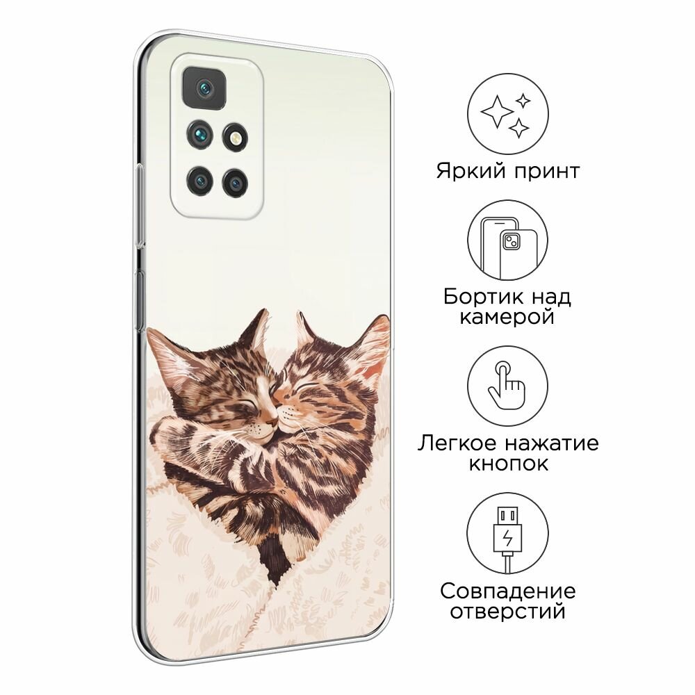 Чехол на Xiaomi Redmi 10 / Сяоми Редми 10 с принтом "Влюбленные котейки - 14 февраля" — фото 1