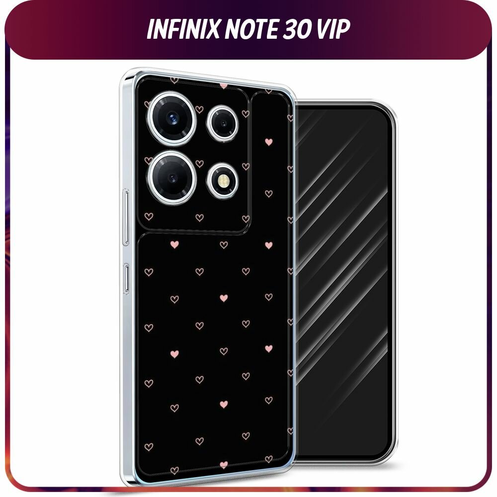 Чехол на Infinix Note 30 VIP / Инфиникс Нот 30 Вип с принтом "Черный фон и сердечки"