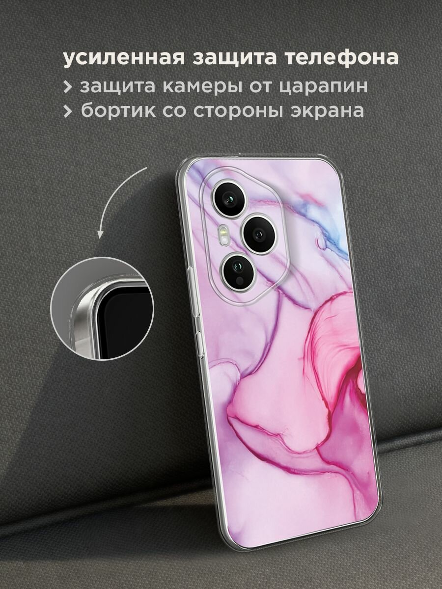 Чехол на Honor 400 Pro / Хонор 400 Про с принтом "Розовые мраморные разводы" — фото 1
