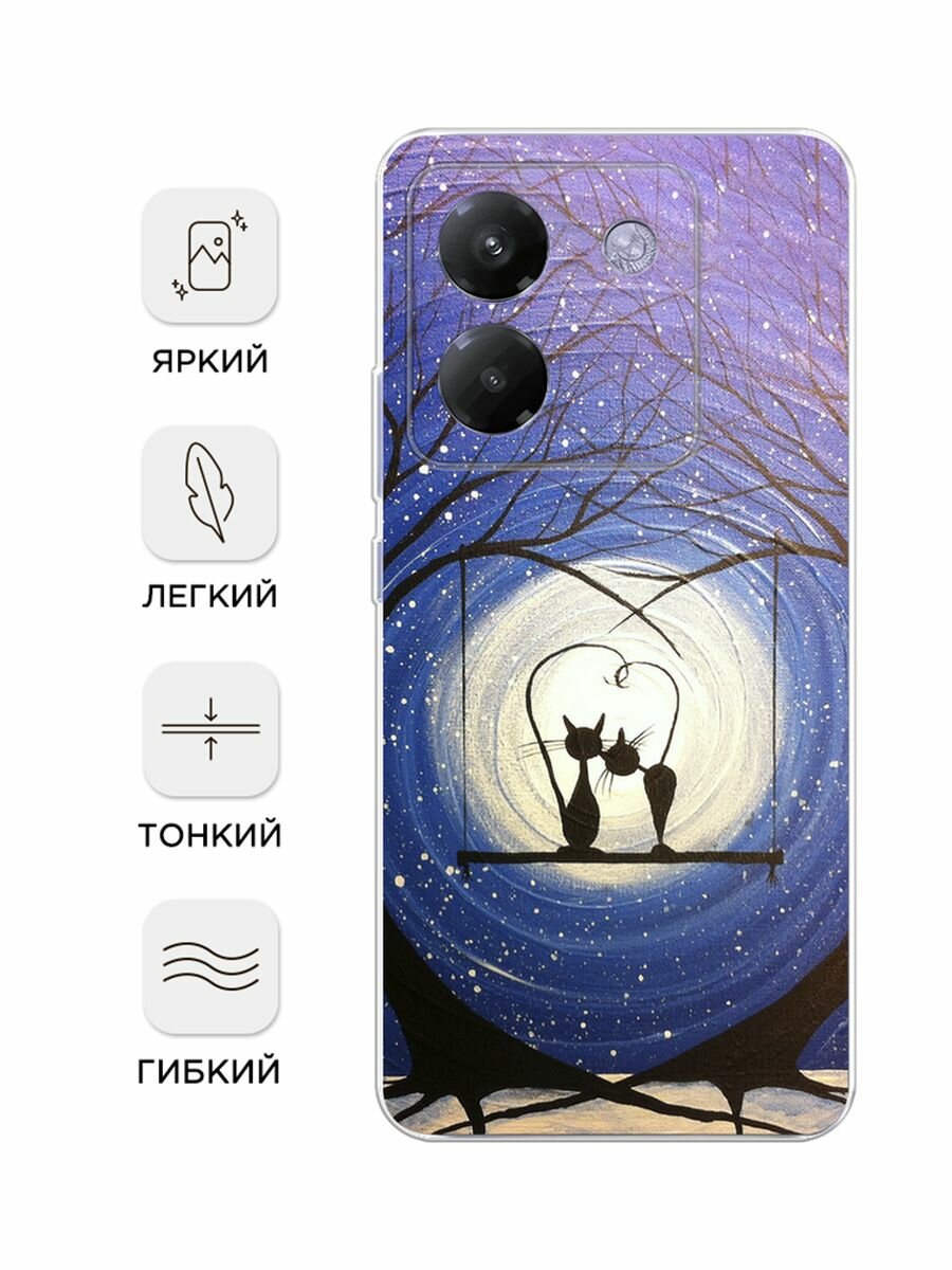 Чехол на Poco M7 Pro / Поко М7 Про с принтом Влюбленные котики 10 — фото 1