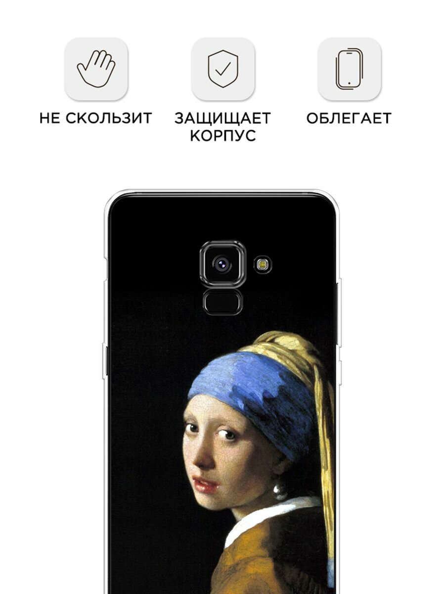 Чехол на Samsung Galaxy A8 + / Самсунг Галакси А8 Плюс 2018 с принтом "Девушка с жемчужной сережкой" — фото 1