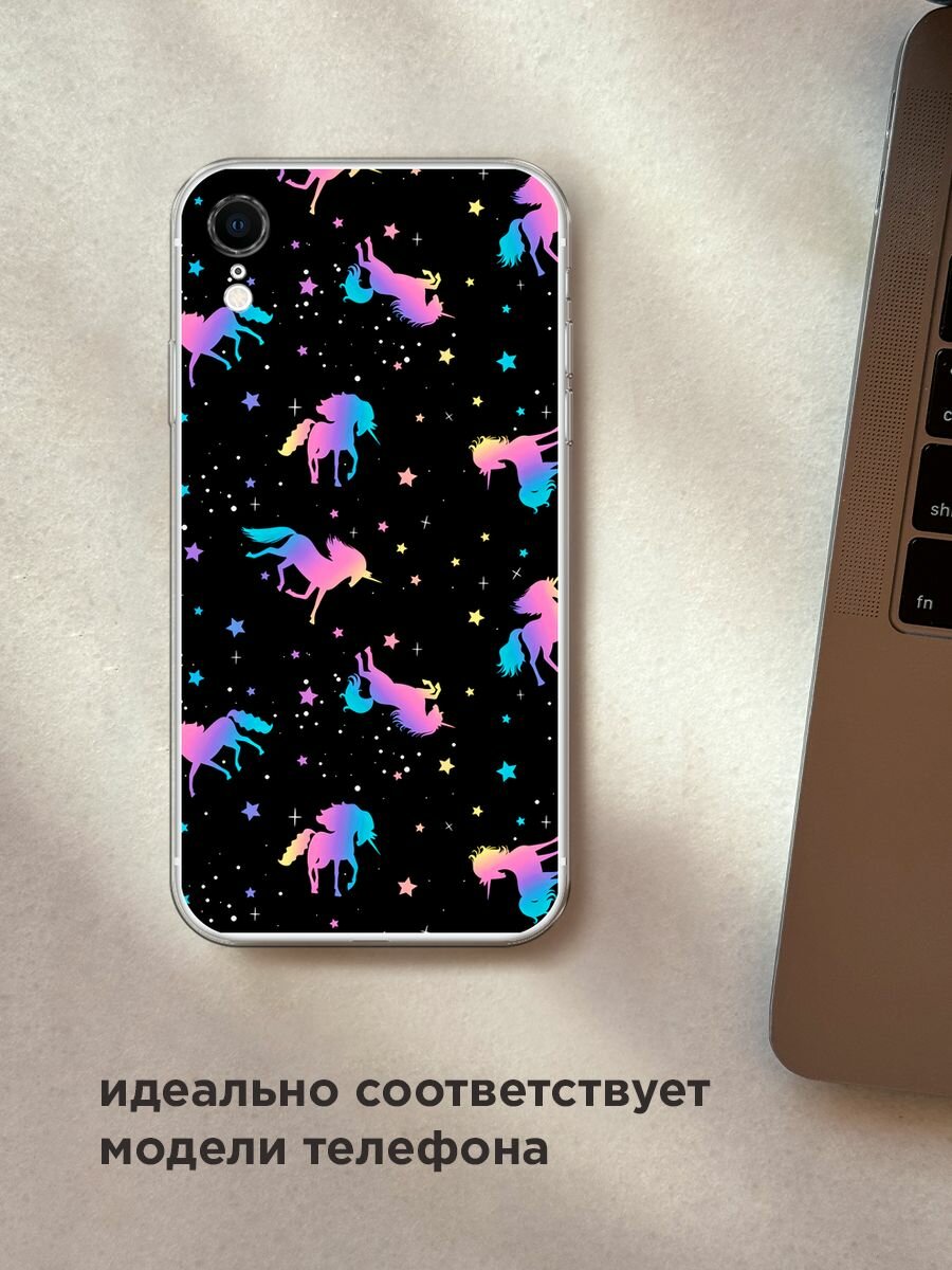 Чехол на Apple iPhone XR / Айфон XR с принтом "Единороги градиент" — фото 1