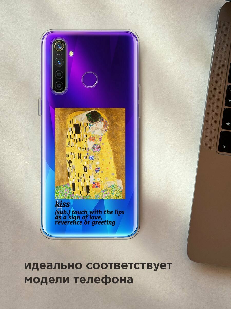 Чехол на Realme 5 Pro / Реалми 5 Про с принтом "The kiss", прозрачный — фото 1