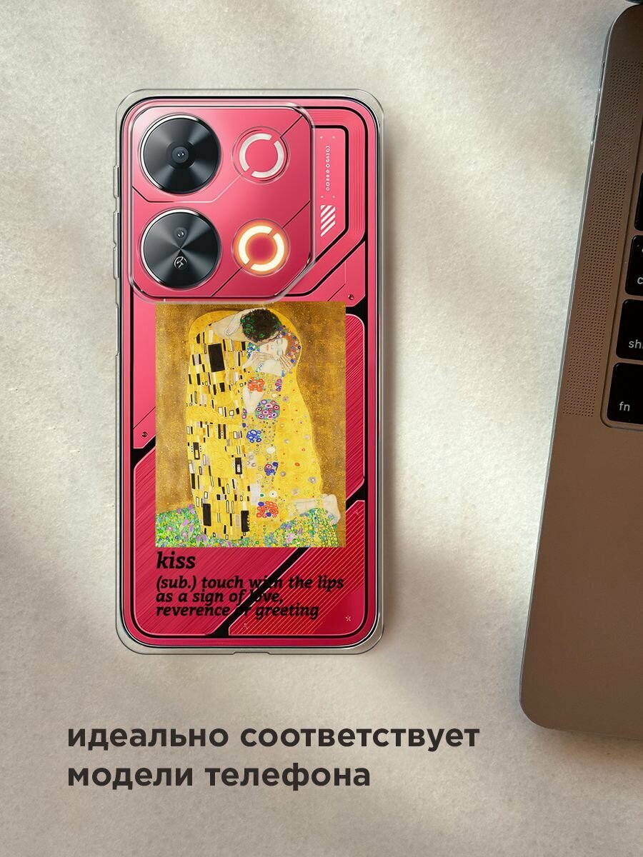 Чехол на Itel P65 / Ител P65 с принтом "The kiss", прозрачный — фото 1