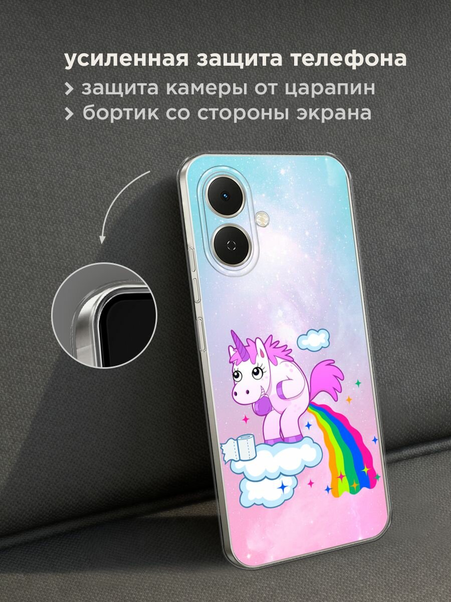 Чехол на Tecno Spark Go 2 / Текно Спарк Го 2 с принтом "Единорог какает" — фото 1