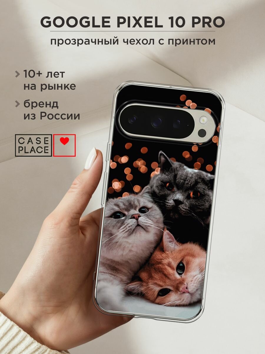 Чехол на Google Pixel 10 Pro / Гугл Пиксель 10 Про с принтом "Кошачьи обнимашки"