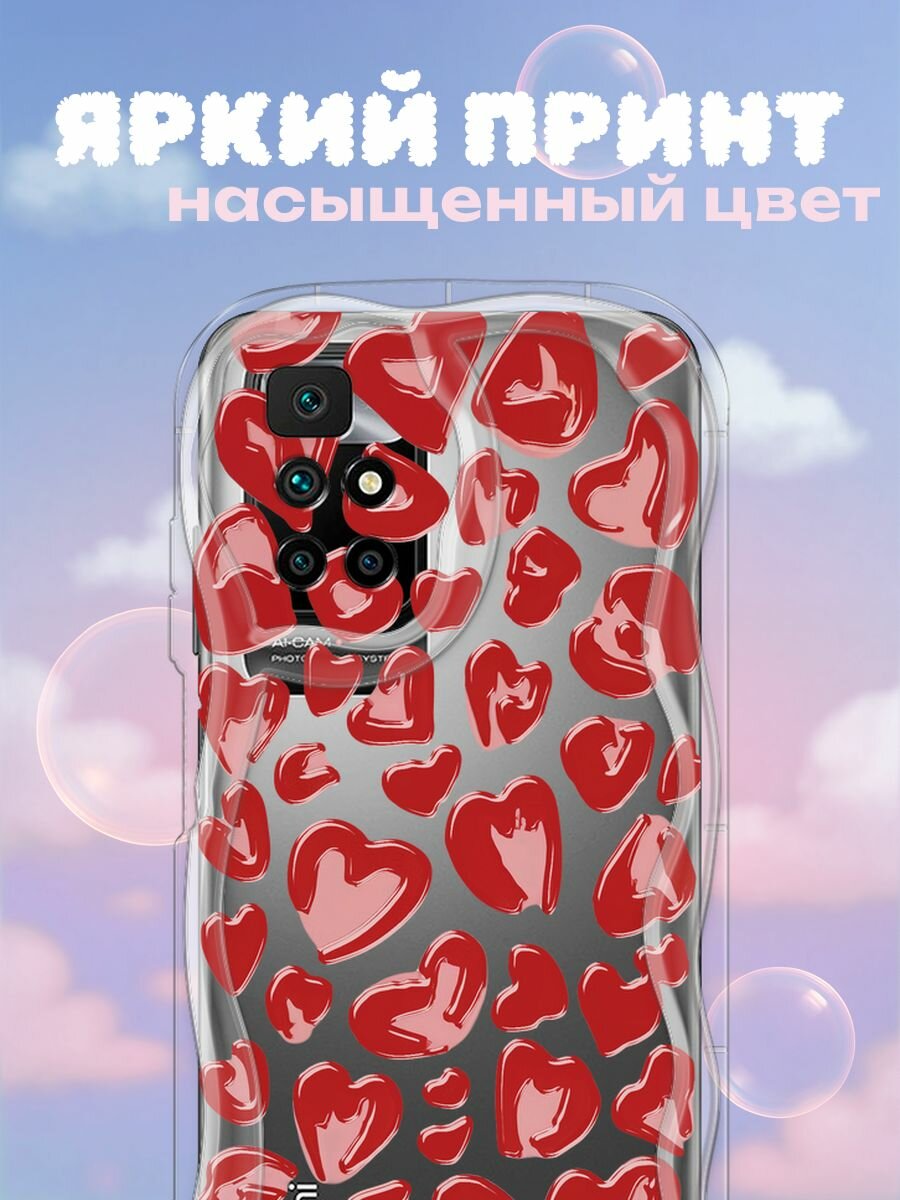 Чехол на Xiaomi Redmi 10 / Редми 10 с принтом Множество красных сердец — фото 1