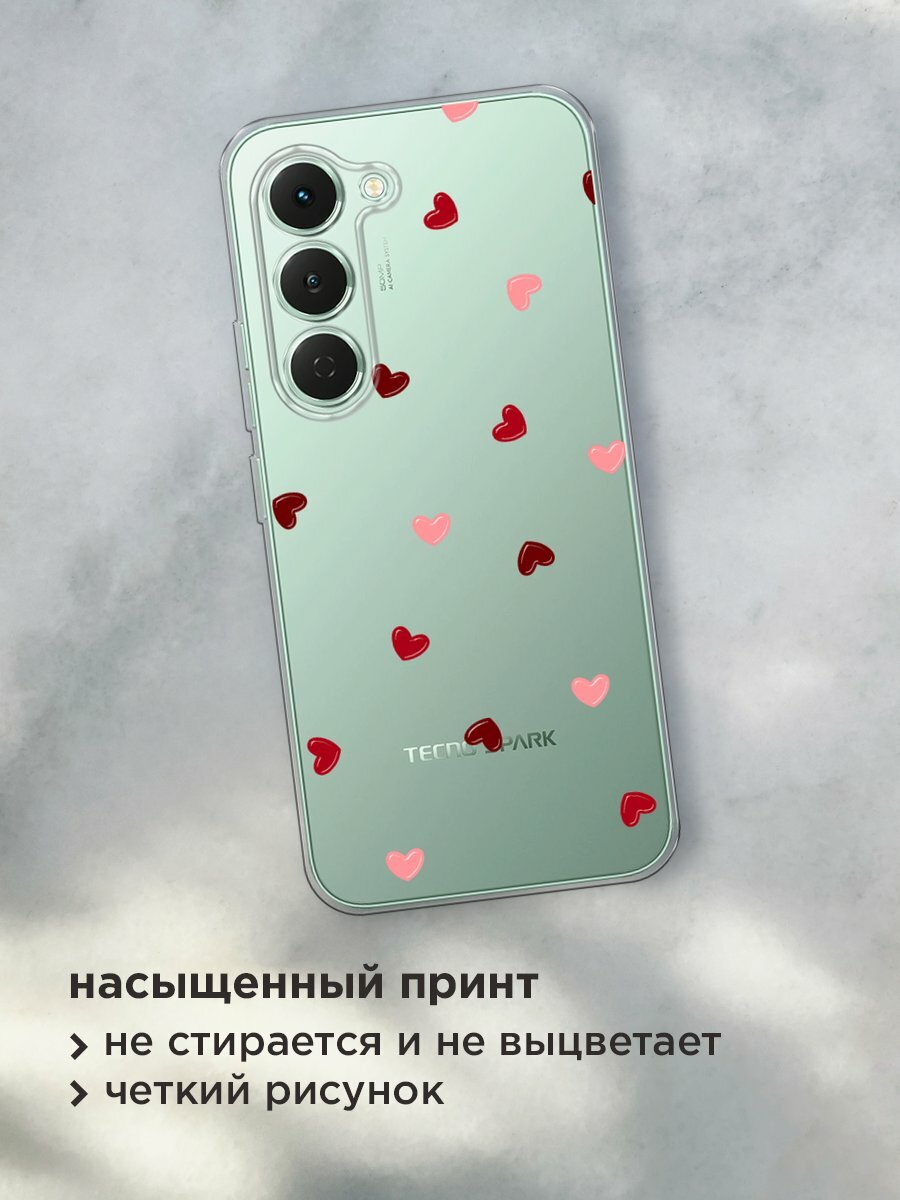 Чехол на Tecno Spark 40 Pro / Текно Спарк 40 Про с принтом "Бордовые сердечки 2" — фото 1