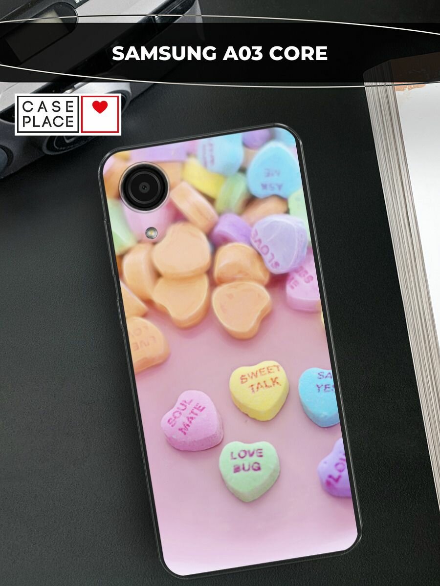 Чехол на Samsung Galaxy A03 Core / Самсунг Галакси А03 Core с принтом "Конфетки сердечки 2"