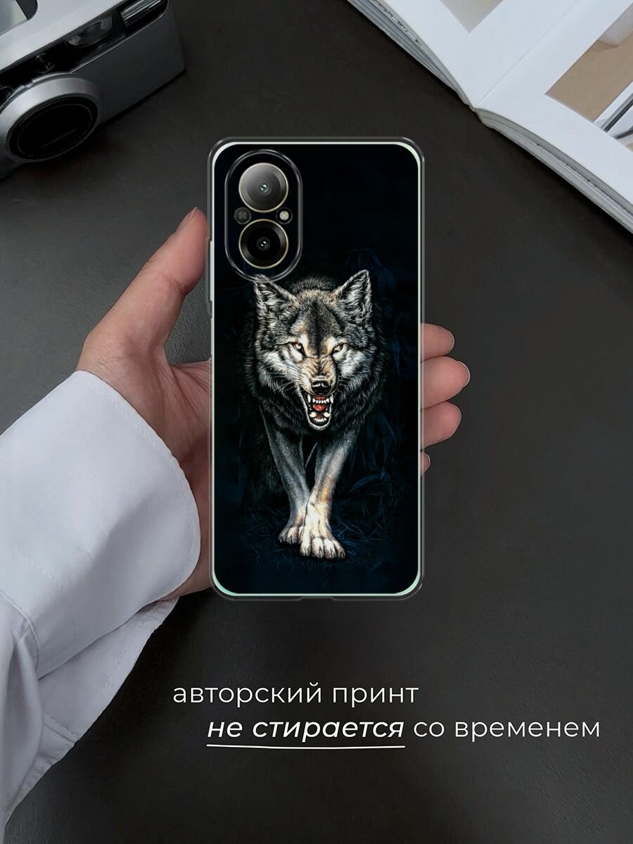 Чехол на Realme C67 4G / Реалми C67 4G с принтом "Злобный волк из ночи" — фото 1