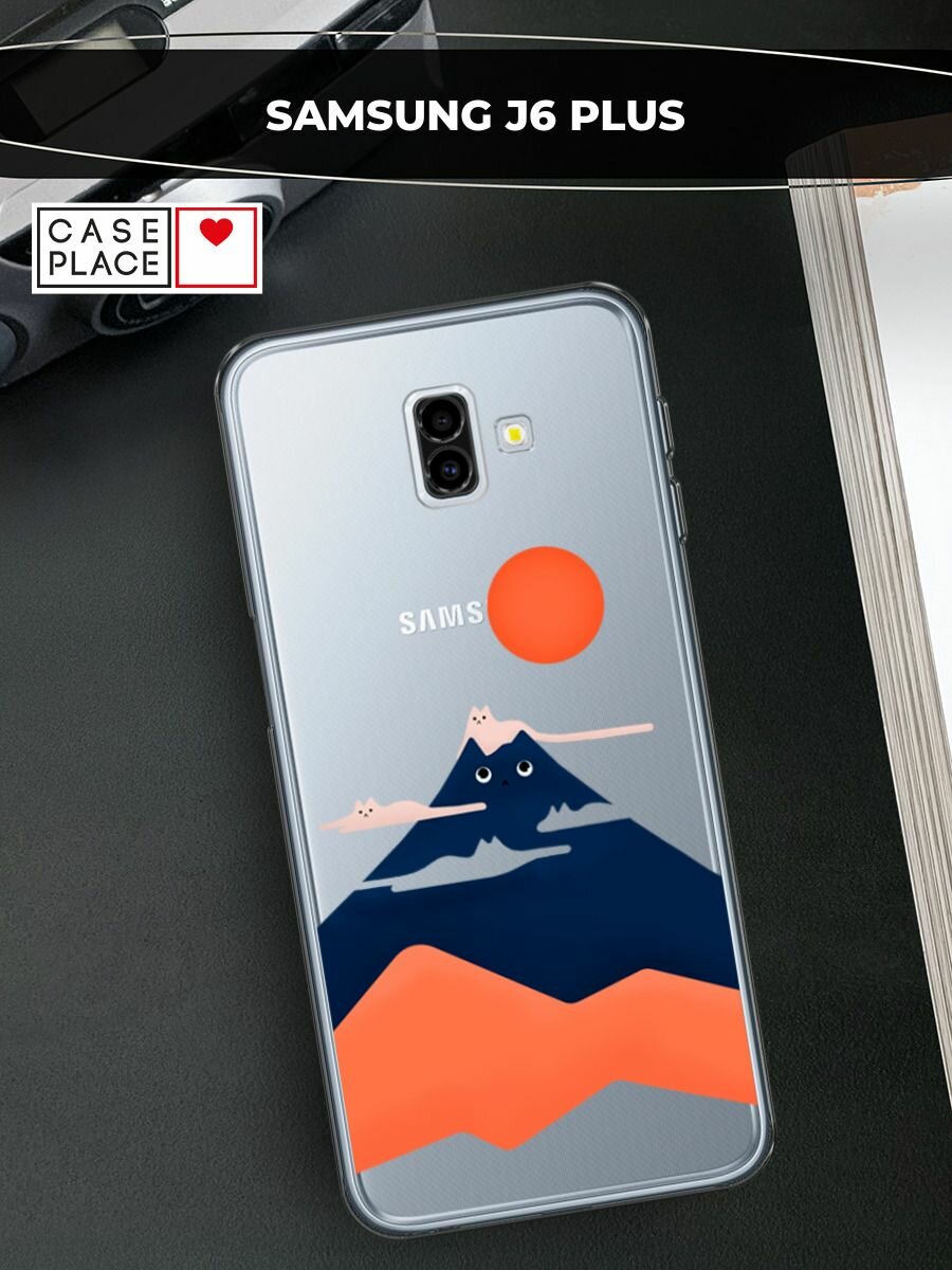 Чехол на Samsung Galaxy J6 + / Самсунг Галакси J6 Плюс 2018 с принтом "Кот-гора", прозрачный