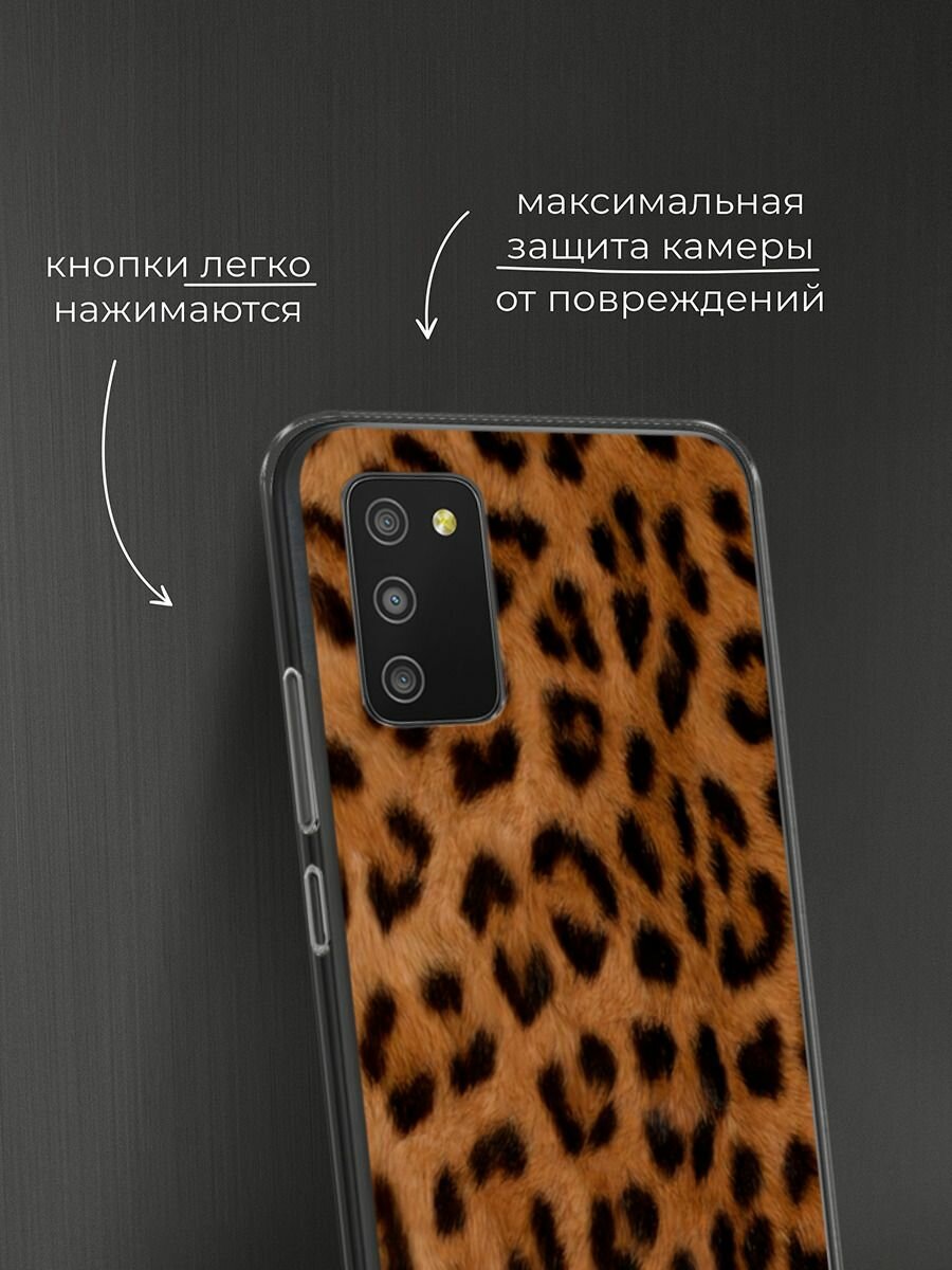 Чехол на Samsung Galaxy A02s / Самсунг Галакси A02s с принтом "Мех леопарда" — фото 1