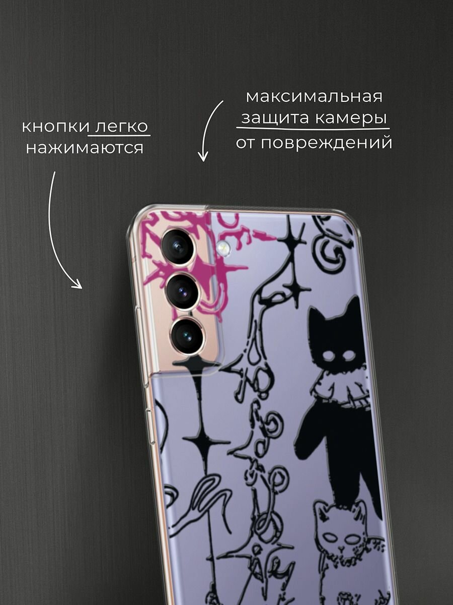 Чехол на Samsung Galaxy S21 + / Самсунг Галакси S21 Плюс с принтом "Готические котики" — фото 1