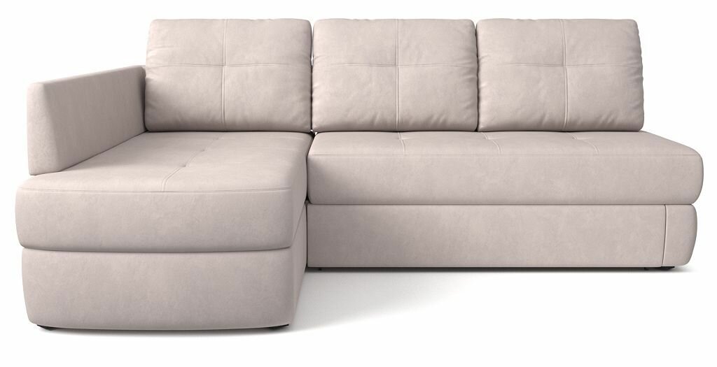 Угловой диван-кровать PUSHE Арно, левый угол, велюр, бежевый, Formula 102