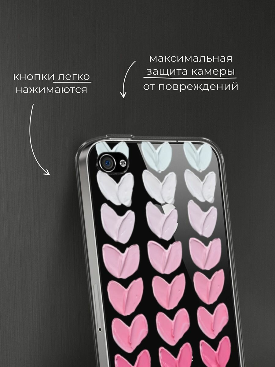 Чехол на Apple iPhone 4/4S / Айфон 4/4S с принтом "Градиент из сердечек" — фото 1