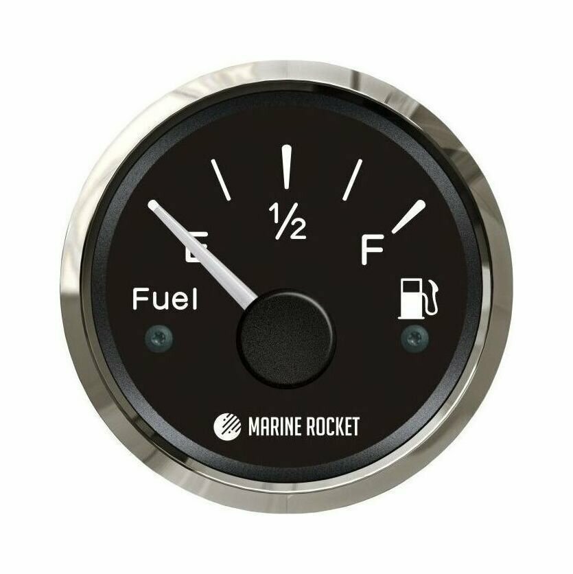 Указатель уровня топлива 0-190 Ом (евро), черный циферблат, нержавеющий ободок, д. 52 мм FLM0003BSMR