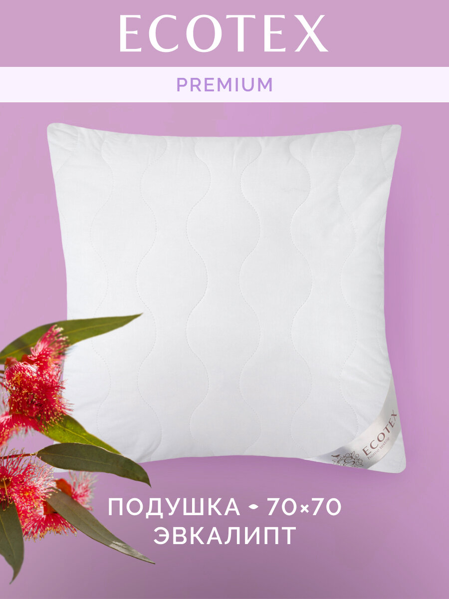 Подушка 70x70 см "Эвкалипт", чехол - перкаль (100% хлопок), Ecotex
